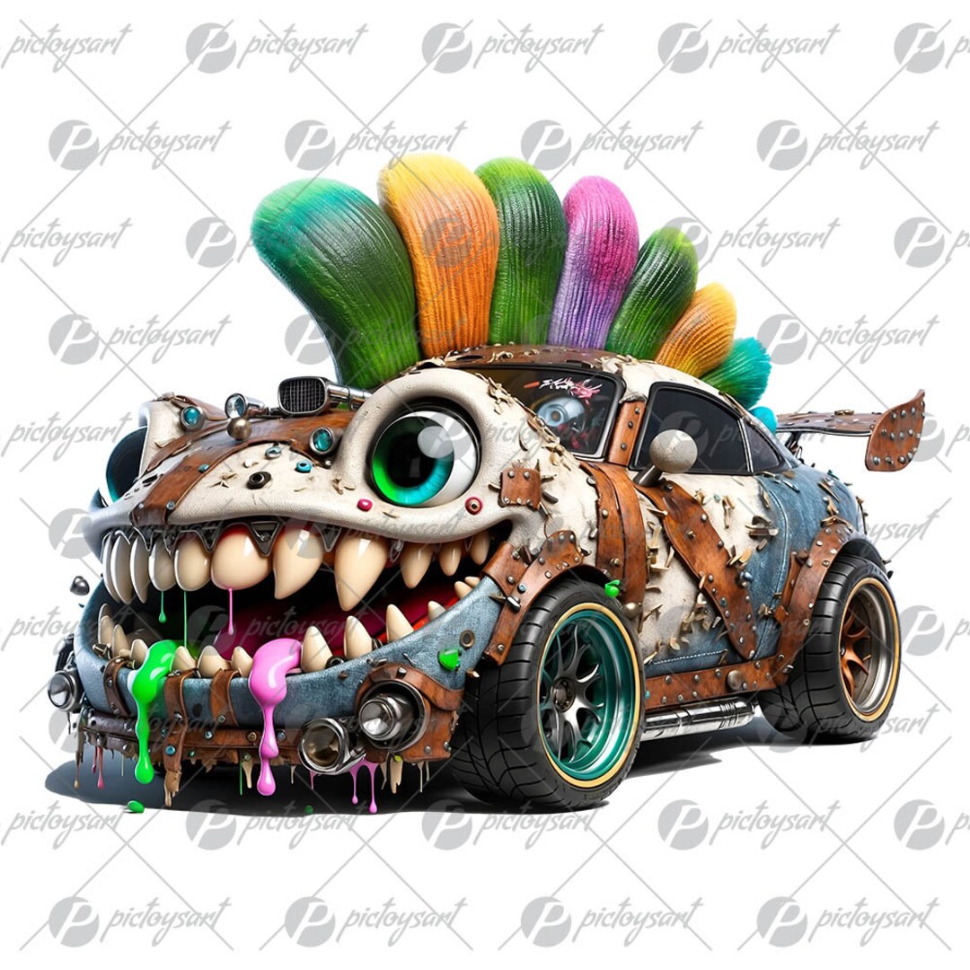 Cute Muscle Car Punk, Cool Sports Car Monster, Gift for Children ...