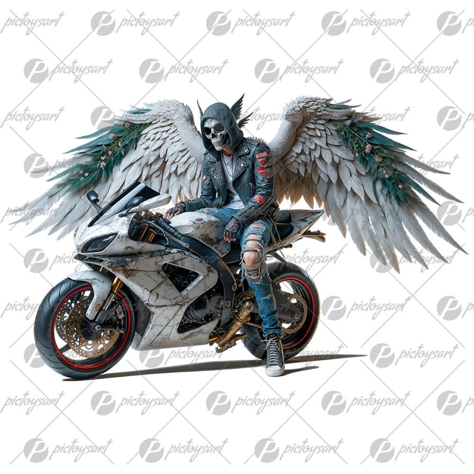 Angel Punk Motorcyclist, Angel on Sport Bike, Motorcycle Legend ...