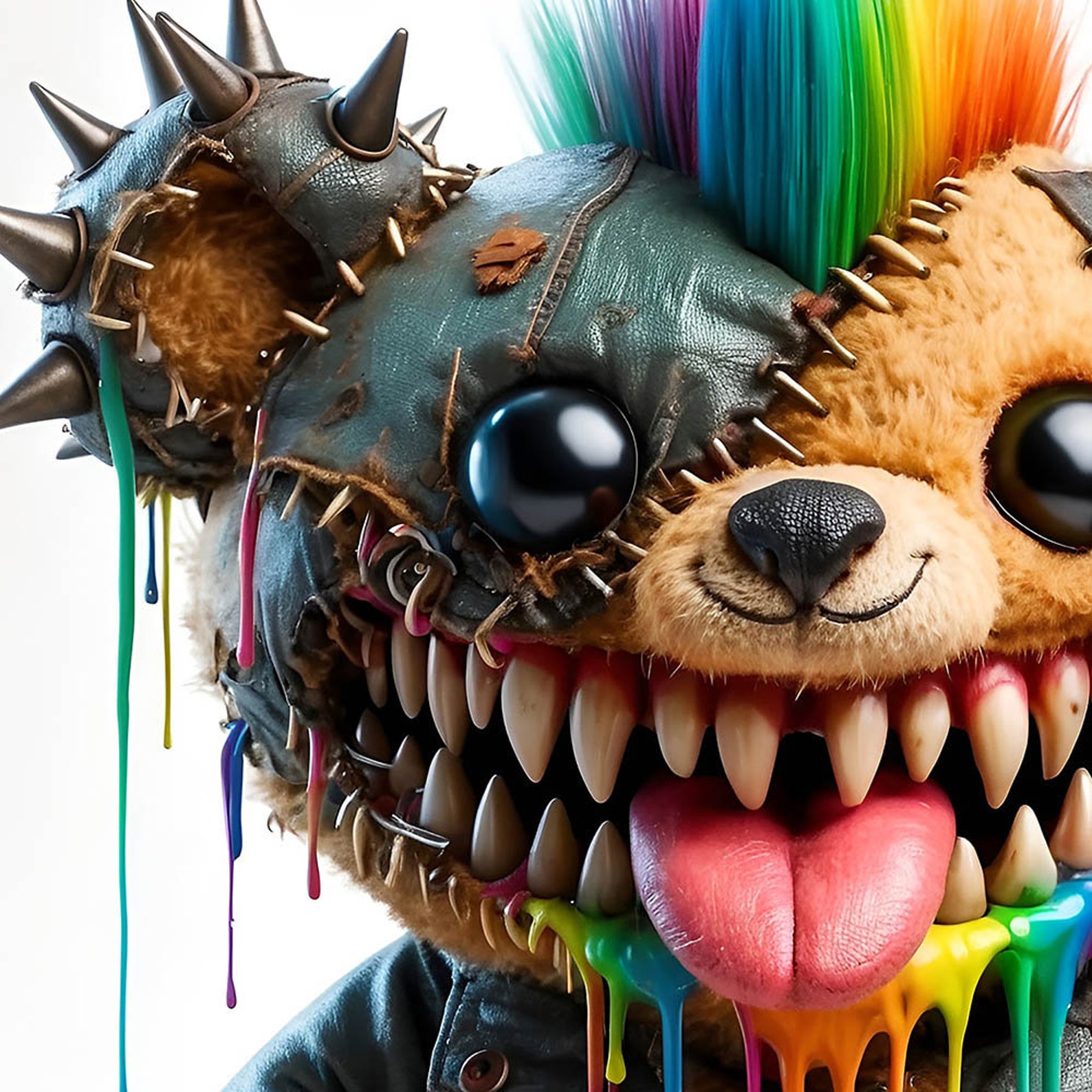 Bear Crazy, Funny Art, Cartoon Bear, Wild Smiling Punk Teddy Bear ...