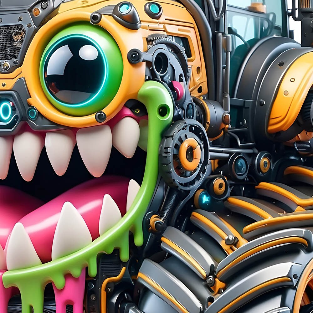 Funny Cartoon Tractor, Crazy Tractor, Smile Hi-tech Beast, Smiling ...