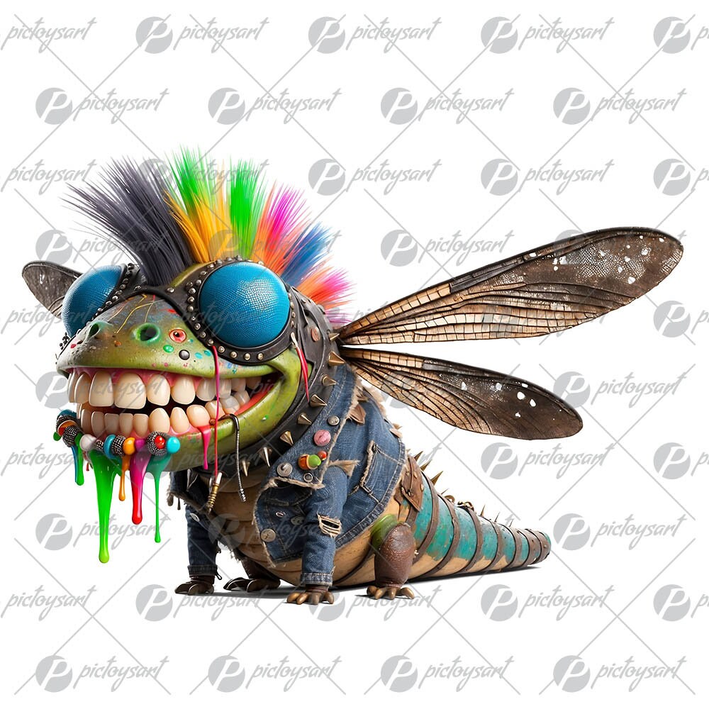 4 PNG Funny Insects Bundle, Cool Punk Insects, Bumblebee, Butterfly ...
