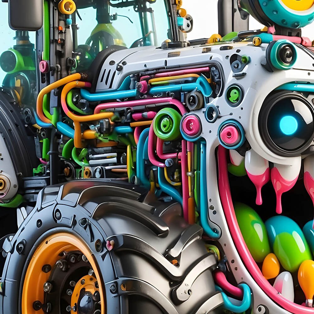 Crazy Tractor, Smile Hi-tech Beast, Funny Cartoon Tractor, Smiling ...