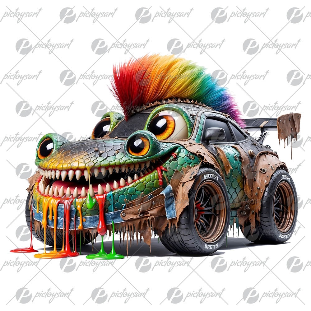 4 PNG Monster Cars Bundle, Cartoon Cars, Road Horror, Cool Sports Car ...