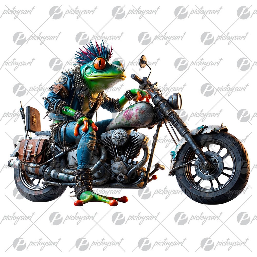 Frog Punk on Motorcycle, Toad and Motorbike, Road Beast, Cool Reptile ...