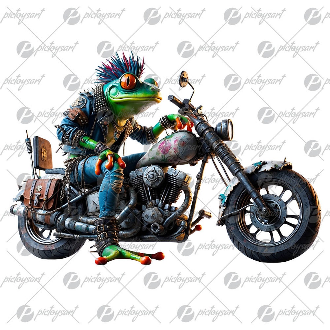 Frog Punk on Motorcycle, Toad and Motorbike, Road Beast, Cool Reptile ...