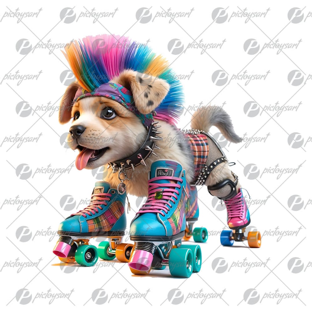 Roller Skates Puppy, Funny Cartoon Dog, Skating Dogs, Gift for Girls ...