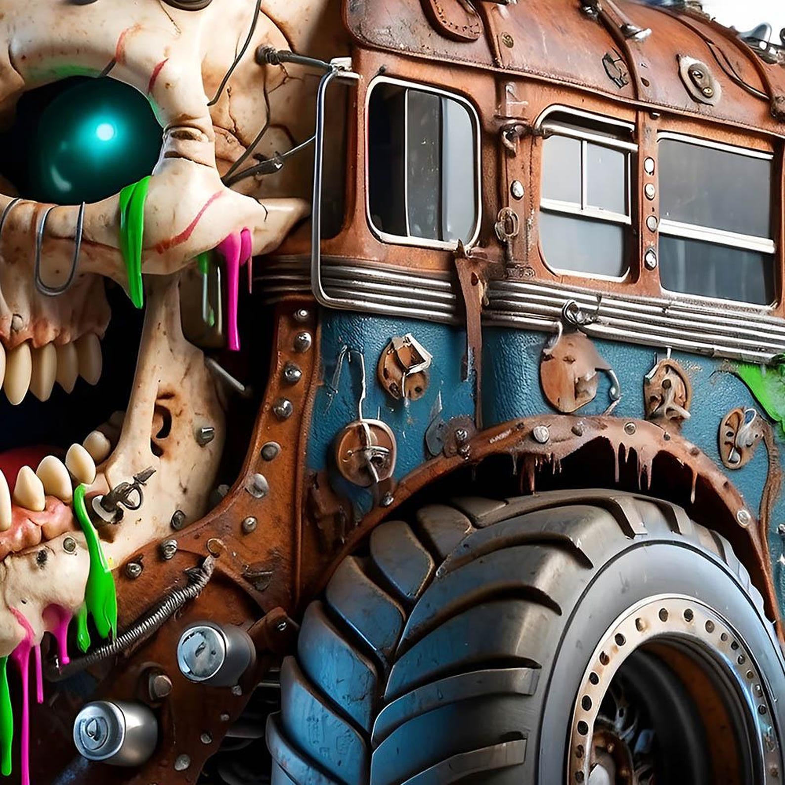 Skull Bus or Back to School, Mad School Bus, Horror School Day, Offroad ...