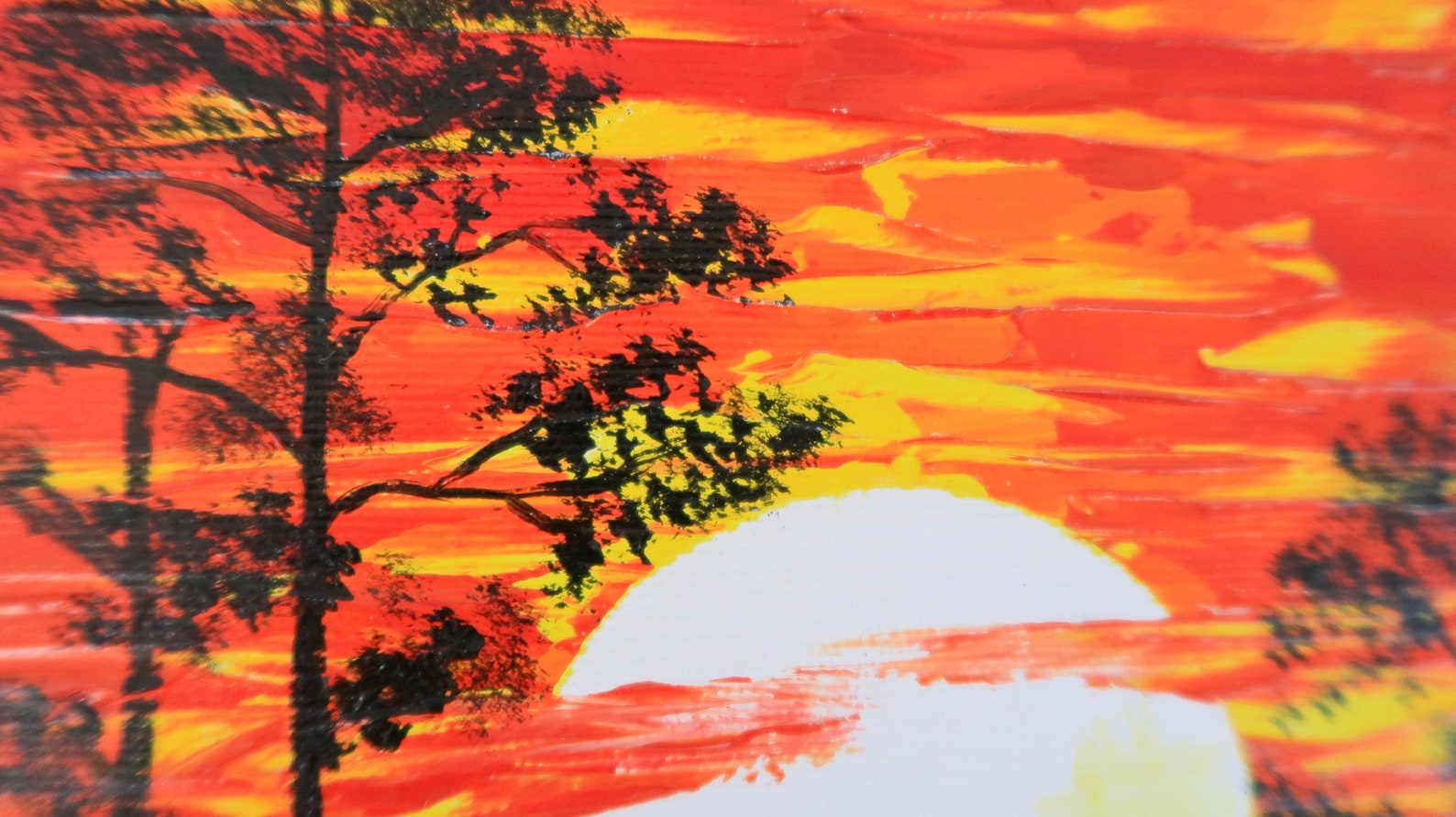 Pine Tree Painting Sunset Acrylic Original Artwork California - Etsy