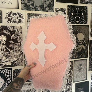 Pastel Goth Coffin Cushion - Halloween Spooky Scary Decor Christmas ...