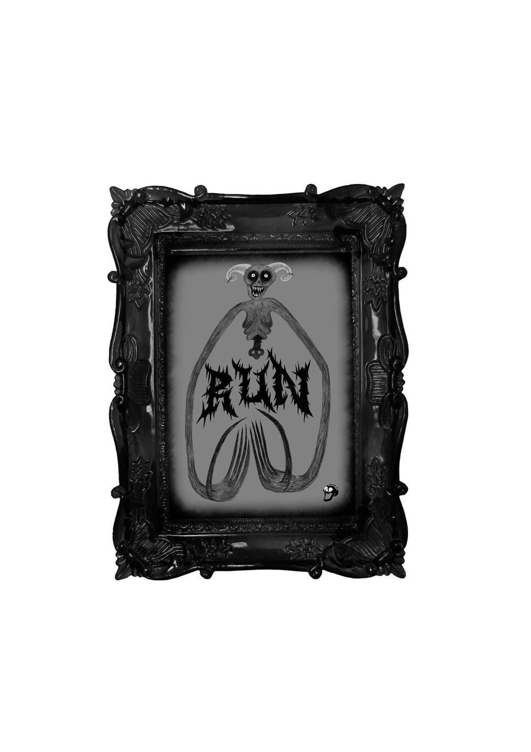 Run Art Print, Goth Horror Halloween Decor Gift Framed Scary Spooky ...