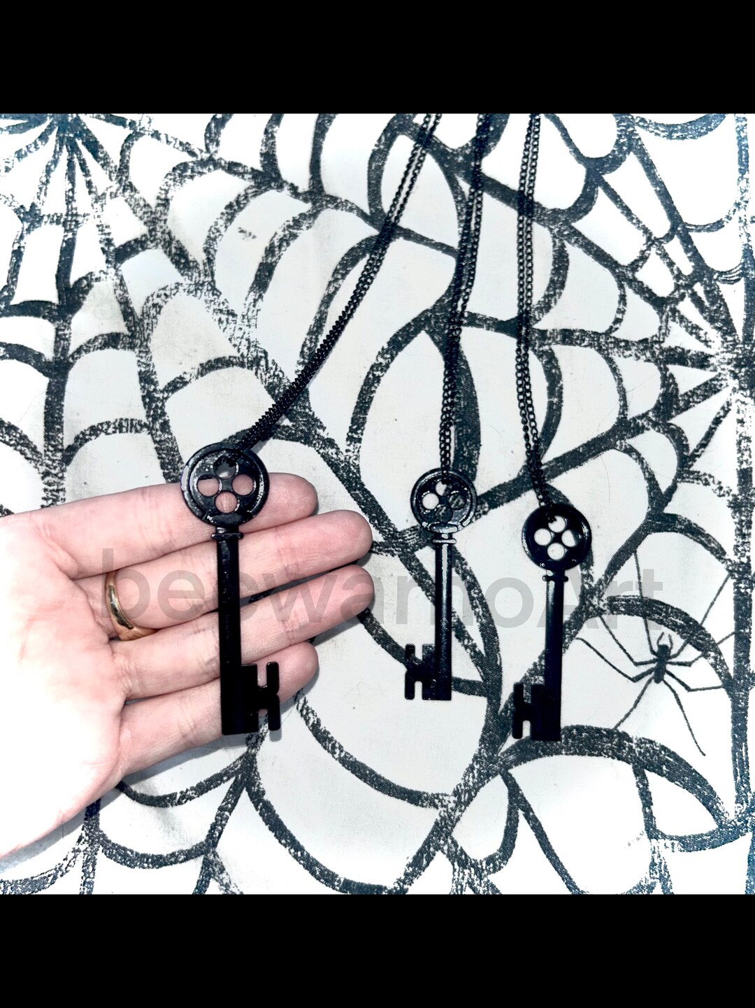 Button Key Necklace Matching Gift Set Goth Gothic Halloween Decor ...