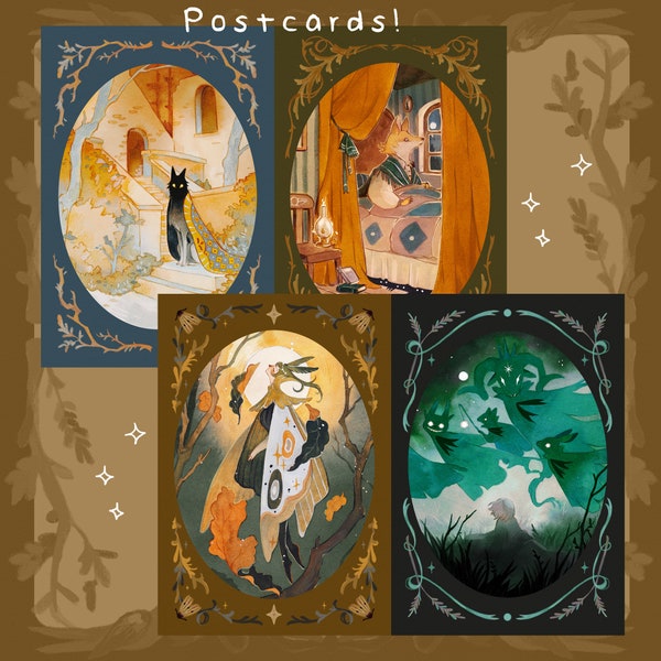 Halloween Postcards - Etsy