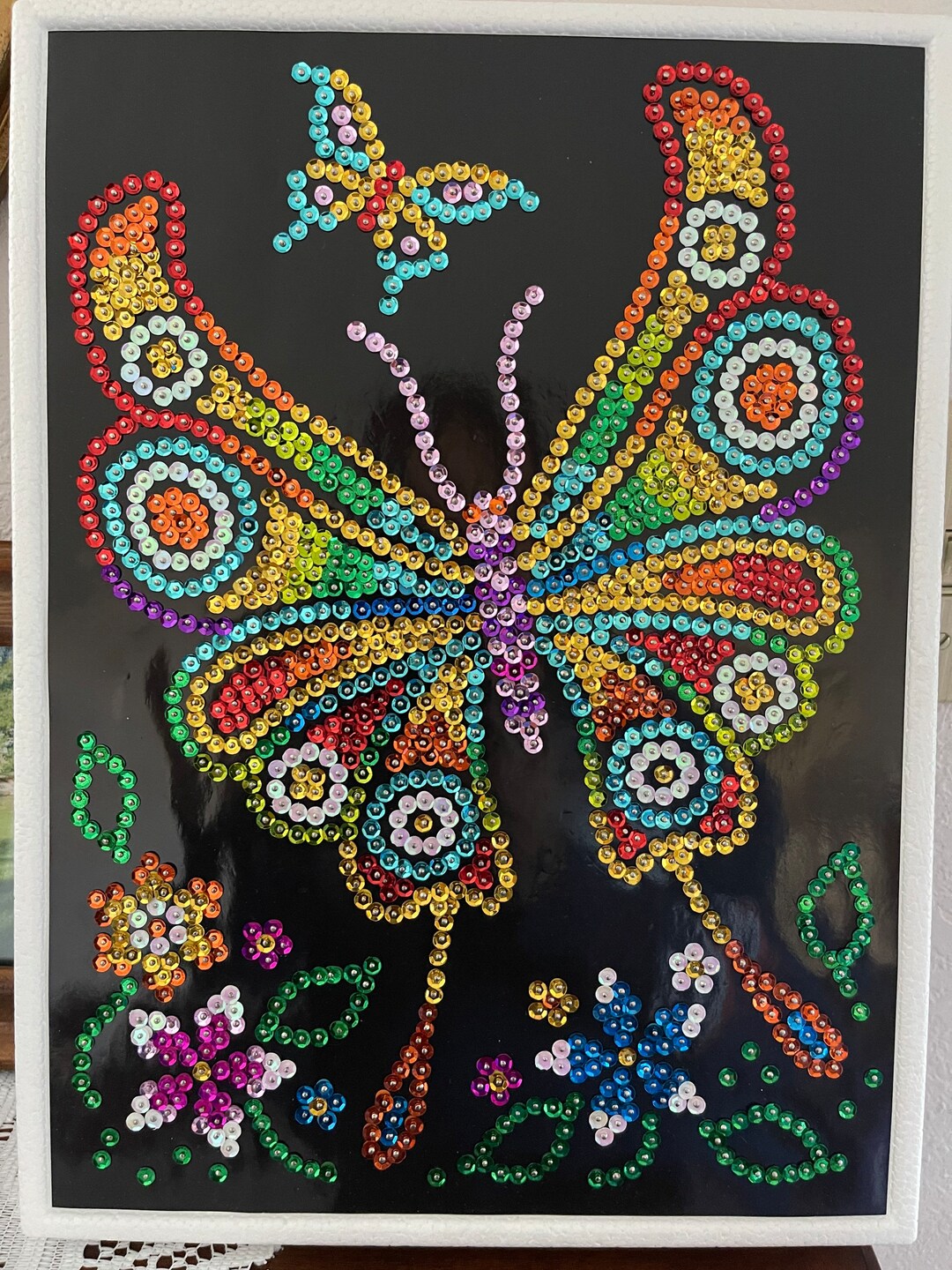 Sequin Art - Butterfly - Finished Ready to Hang - Etsy