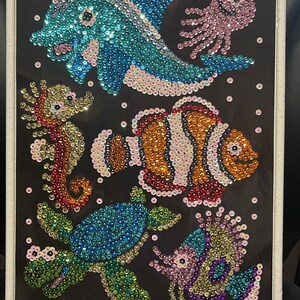 Sequin Art Fish in the Sea Finished Ready to Hang - Etsy