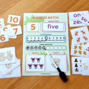 Numbers 0-10 Matching, Counting Activity, Preschool Math, Pre-k ...