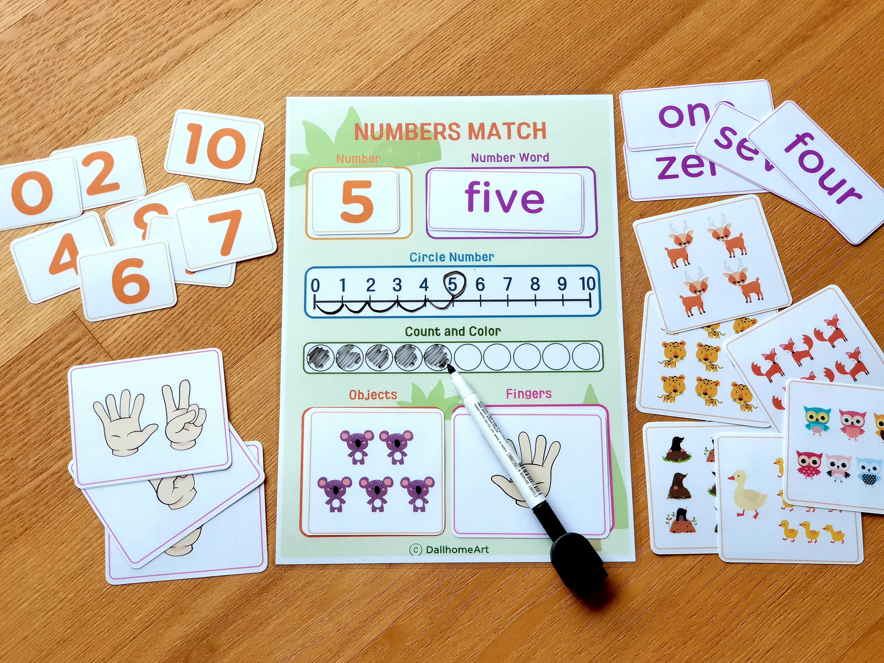 Numbers 0-10 Matching, Counting Activity, Preschool Math, Pre-k ...