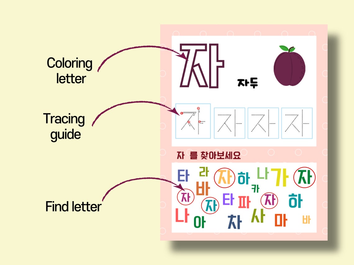 Korean Learning Printable Korean Tracing Hangul Worksheets - Etsy