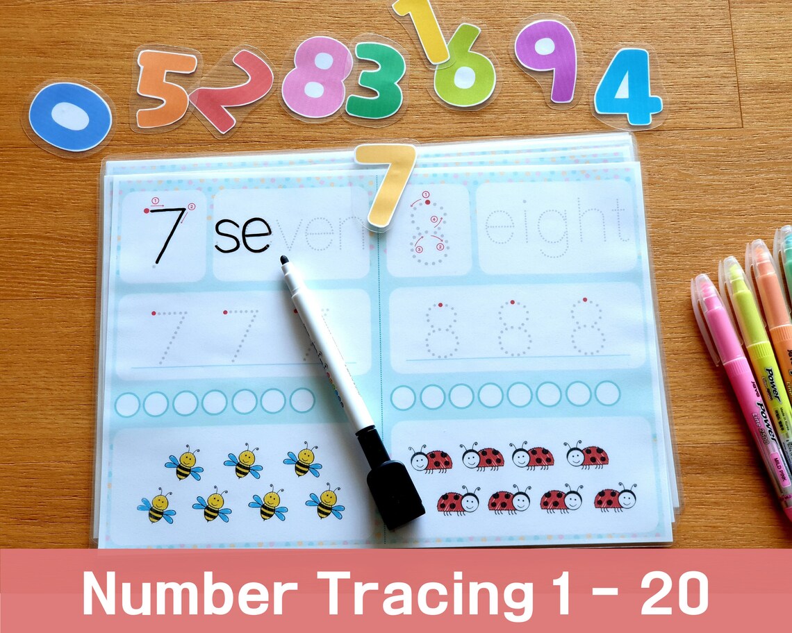Easy Number Tracing 1-20 Worksheets,number Busy Book, Educational ...