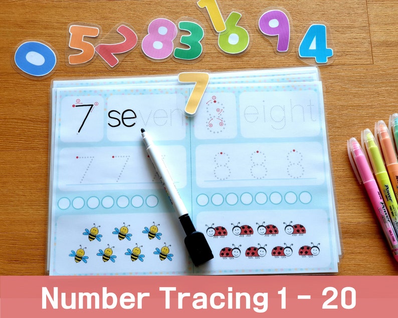 Easy Number Tracing 1-20 Worksheetsnumber Busy Book - Etsy