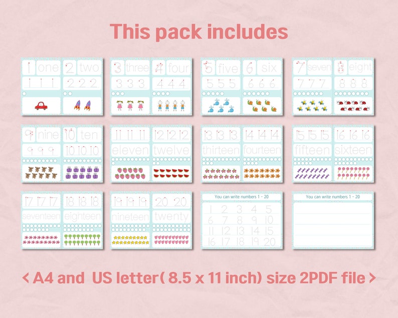 Easy Number Tracing 1-20 Worksheetsnumber Busy Book | Etsy