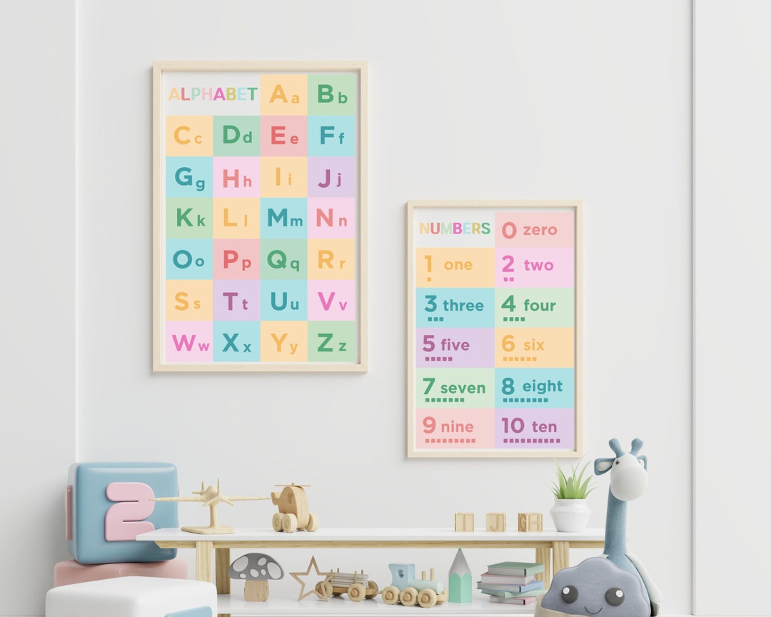Set of 2 Educational Poster / Alphabet Numbers Poster / Printable Home ...