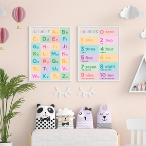 Set of 2 Educational Poster / Alphabet Numbers Poster / Printable Home ...