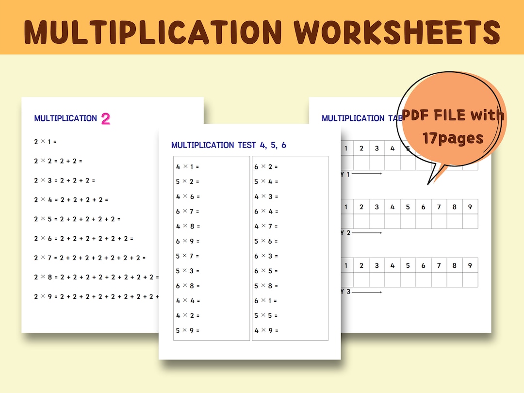 Printable Multiplication Worksheets, Homeschool Classroom Math Activity ...