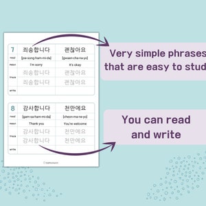 Study Korean Basic Phrases 100/ Hangul Worksheets/ Korean Learning ...