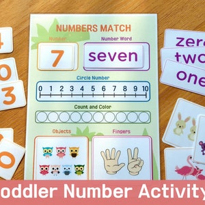 Numbers 0-10 Matching, Counting Activity, Preschool Math, Pre-k ...