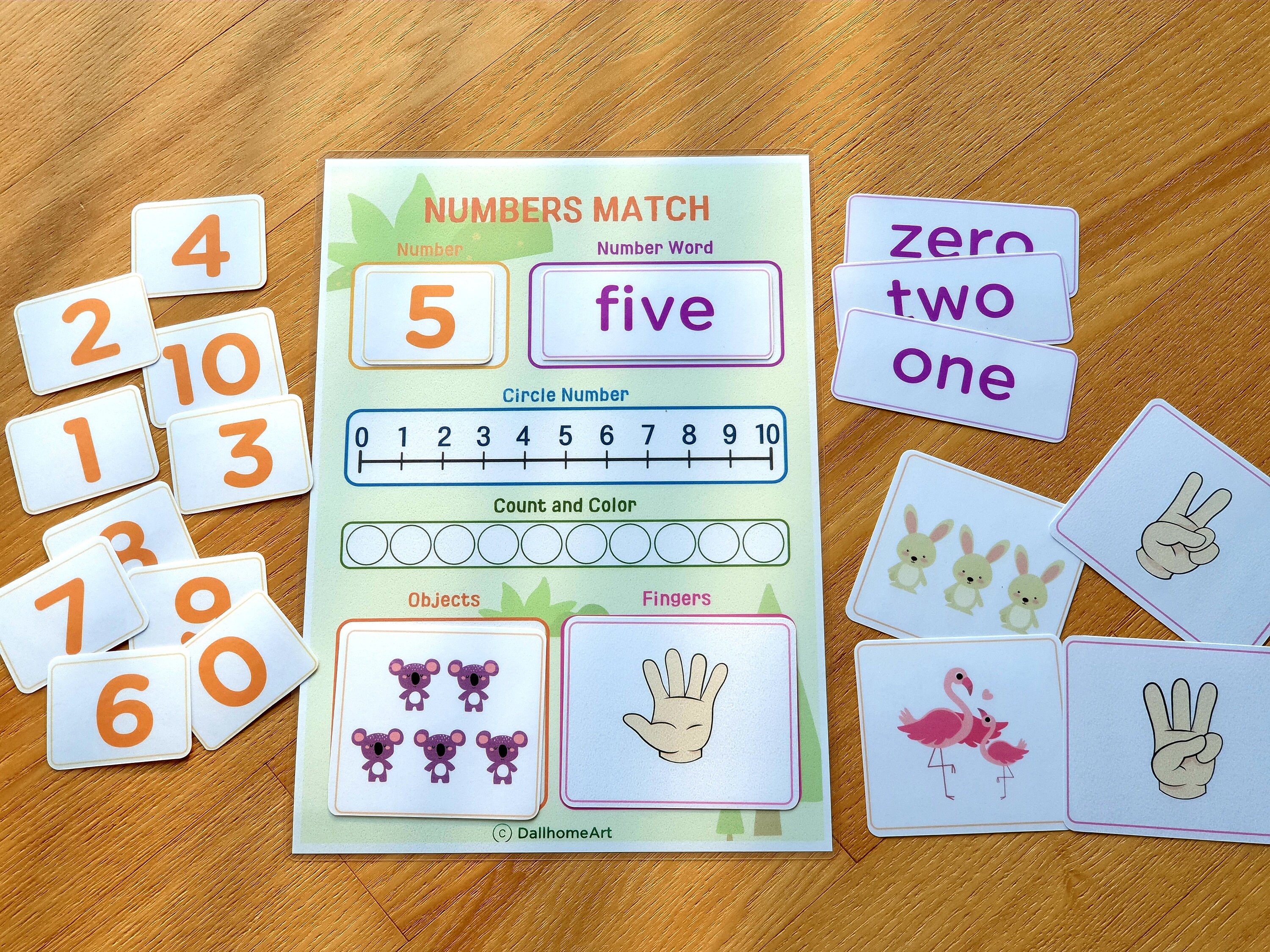Numbers 0-10 Matching, Counting Activity, Preschool Math, Pre-k ...