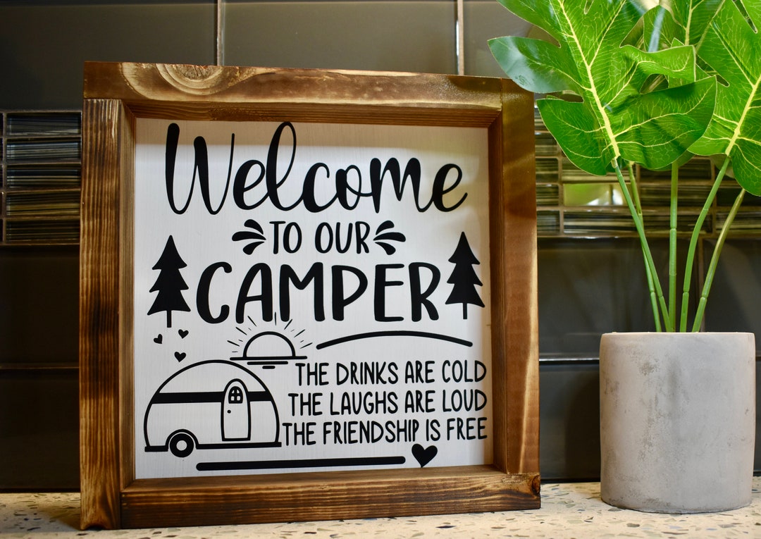 Welcome to Our Camper Wooden Sign | RV Sign | Trailer Decor | RV | Beer ...