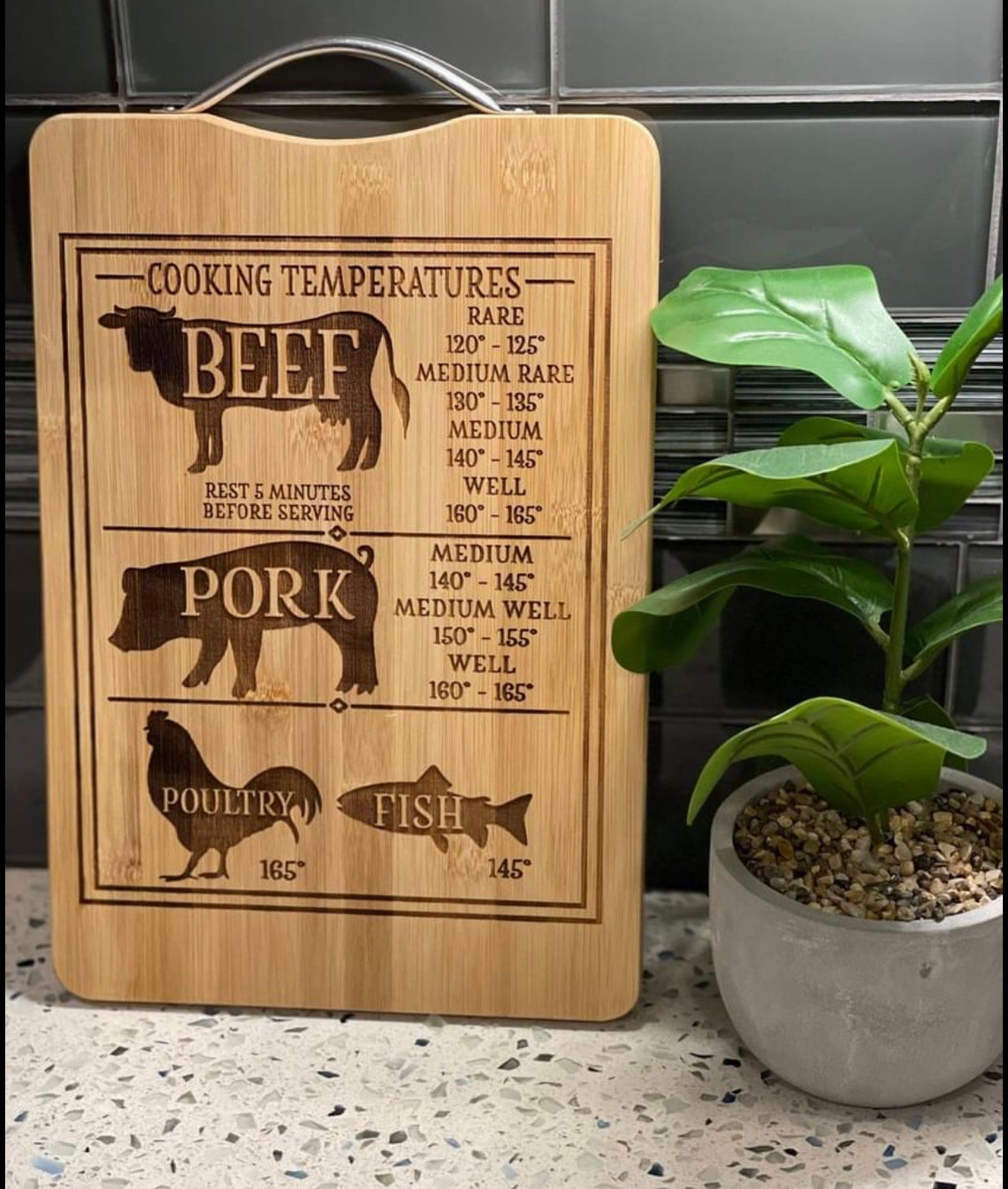 Meat Conversation Board BBQ Meat Temperature Wooden - Etsy