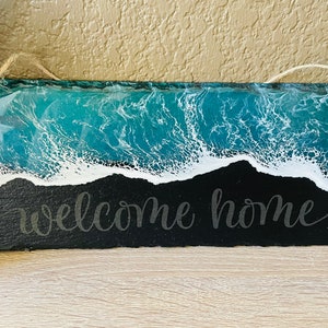 Welcome Home Sign Slate Sign Resin Sign Welcome Home Laser Engraves ...