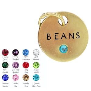 Dog ID Tag With Birthstone Crystal for Dogs or Cat, Personalized Custom ...