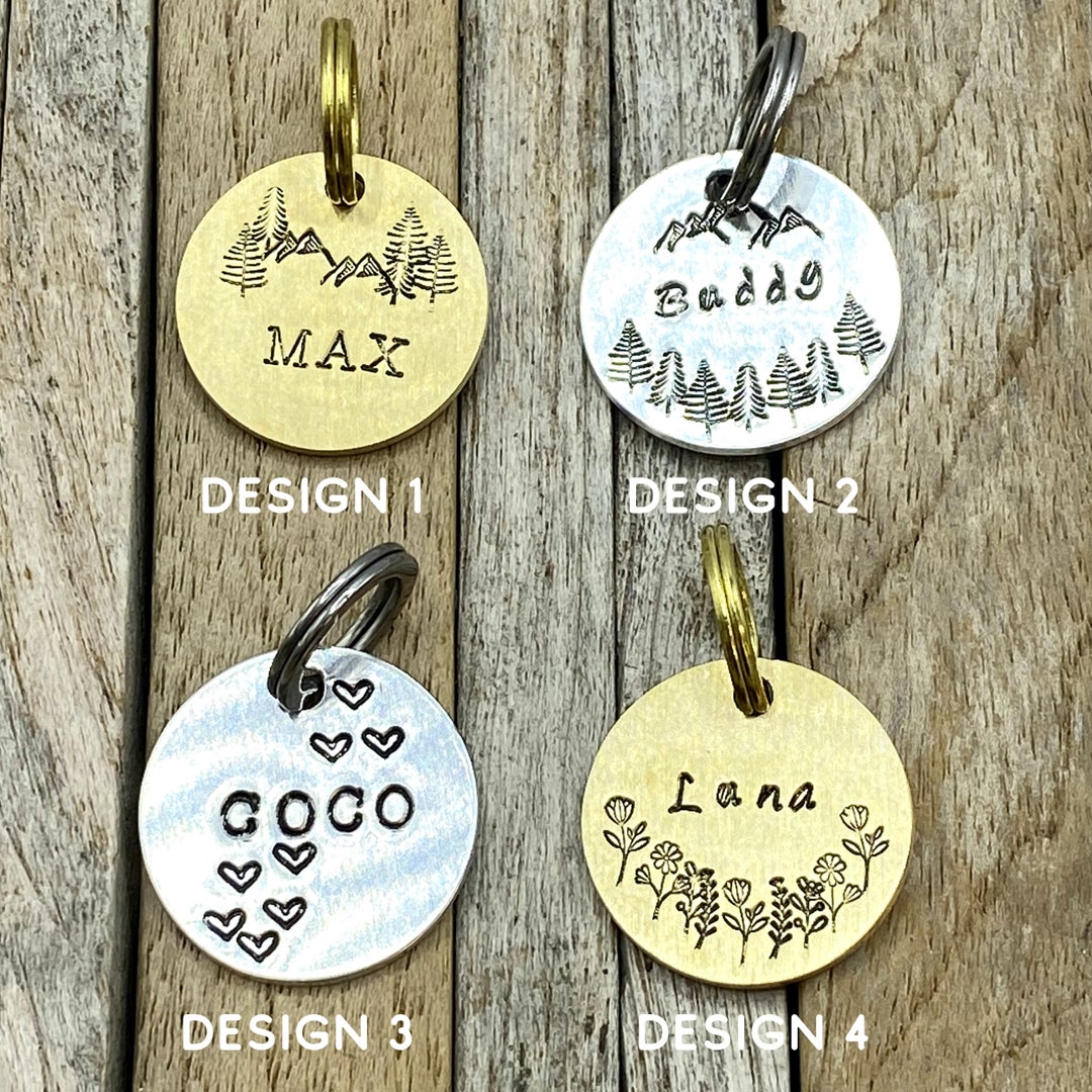 Dog ID Tag Simple Minimalist Custom Hand Stamped Dog Tag, Dog Tags for ...