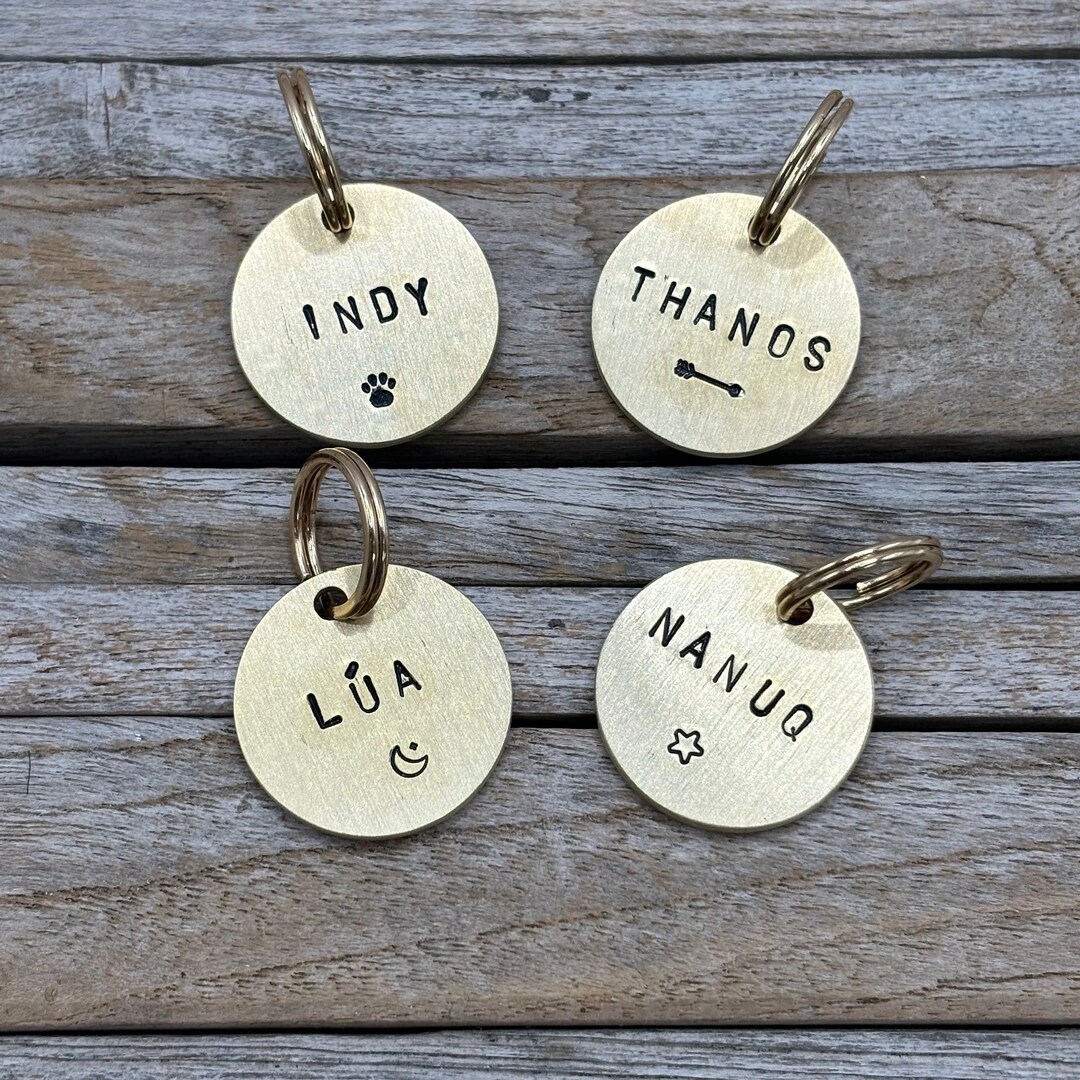 Personalized Dog ID Tag With Flower Design, Cat ID Pet Tag, Hand ...