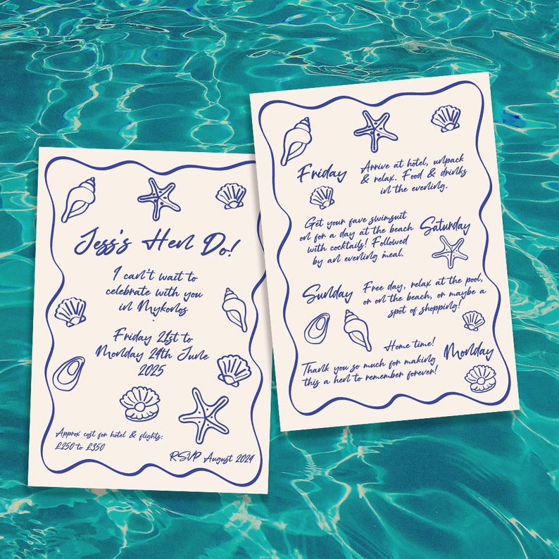 Beach Inspired Hen Party Invite - Etsy
