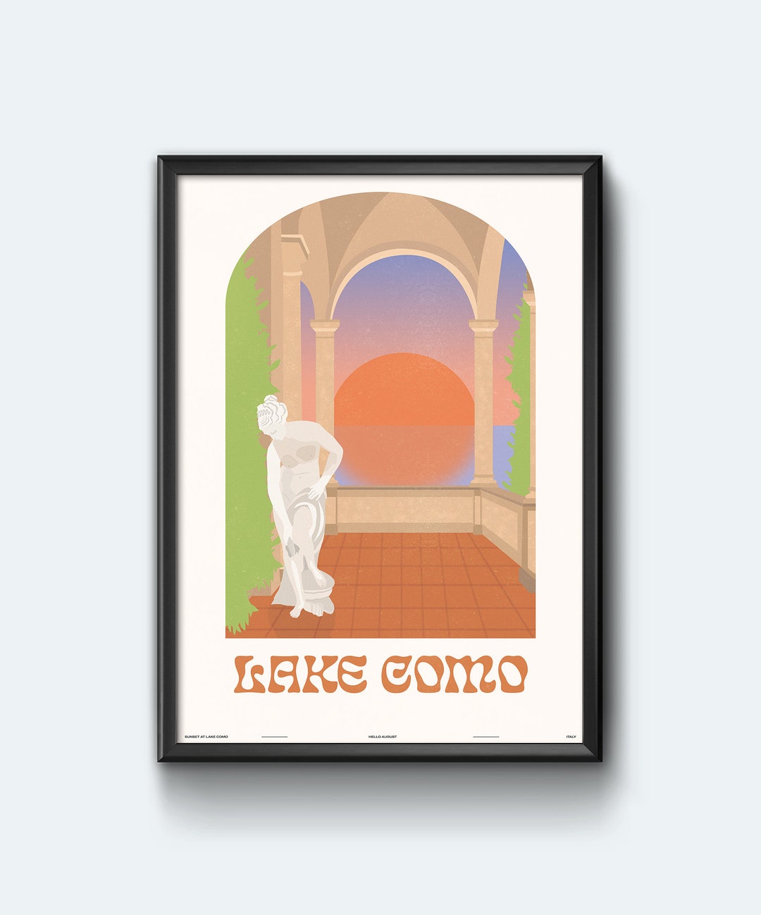 Lake Como Sunset Statue Wall Print - Etsy