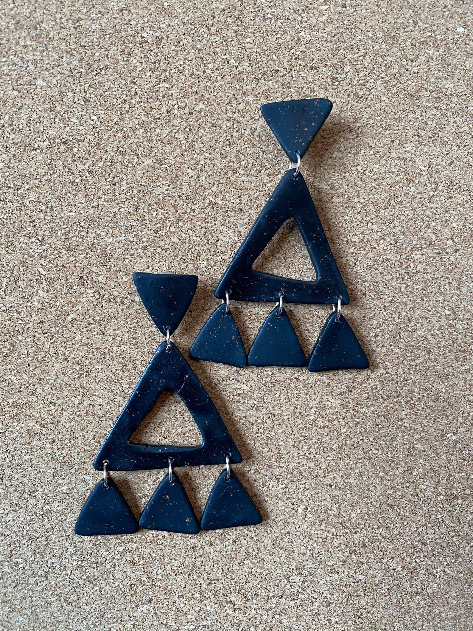 Polymer Clay Modern Triangle Cutout With Hidden Rose Gold Leaf Stud ...