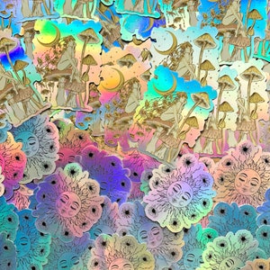 Pack of 2 Holographic Stickers Mushroom Stickers Psychedelic - Etsy