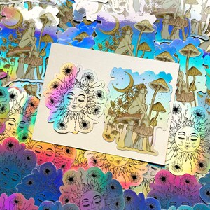 Pack of 2 Holographic Stickers Mushroom Stickers Psychedelic - Etsy
