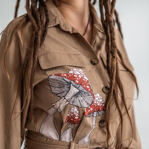 Hand Painted Mushroom Overall, Unique Festival Wear, Thrifted Vintage ...