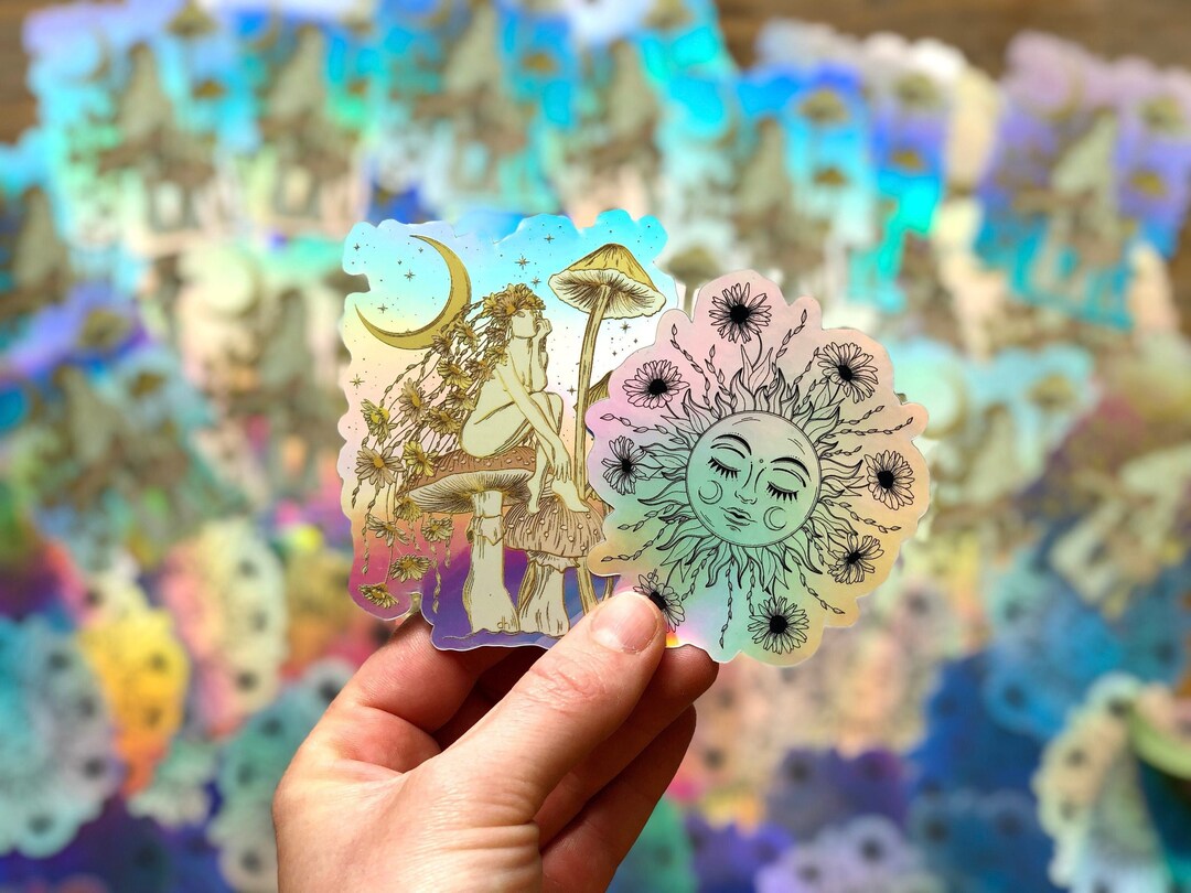 Pack of 2 Holographic Stickers Mushroom Stickers Psychedelic - Etsy
