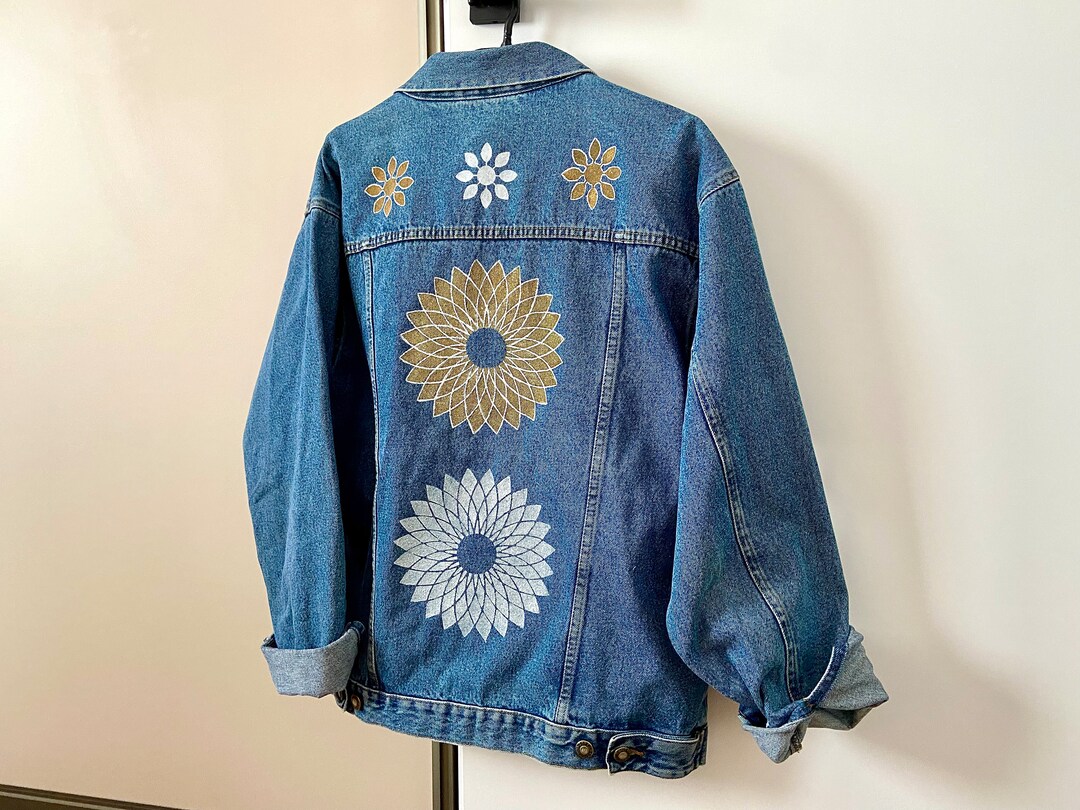 Hand Painted Thrifted Jacket Vintage Jacket Painted Denim Hand Made ...