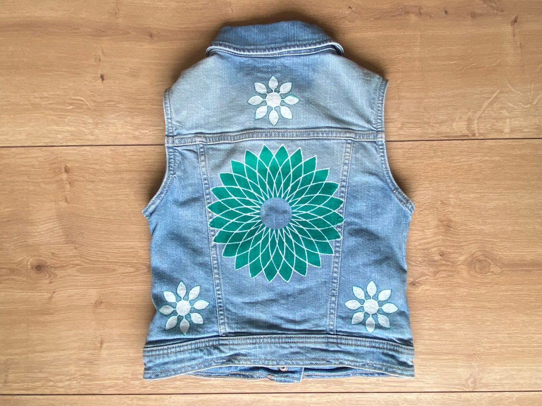 Hand Painted Thrifted Vest for Kids Vintage Denim Vest Kids Hand ...