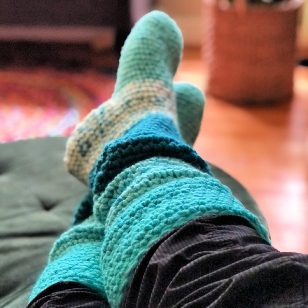 Long Slipper Socks, Reading Socks, Leg Warmers, Crochet Slippers, Hygge ...