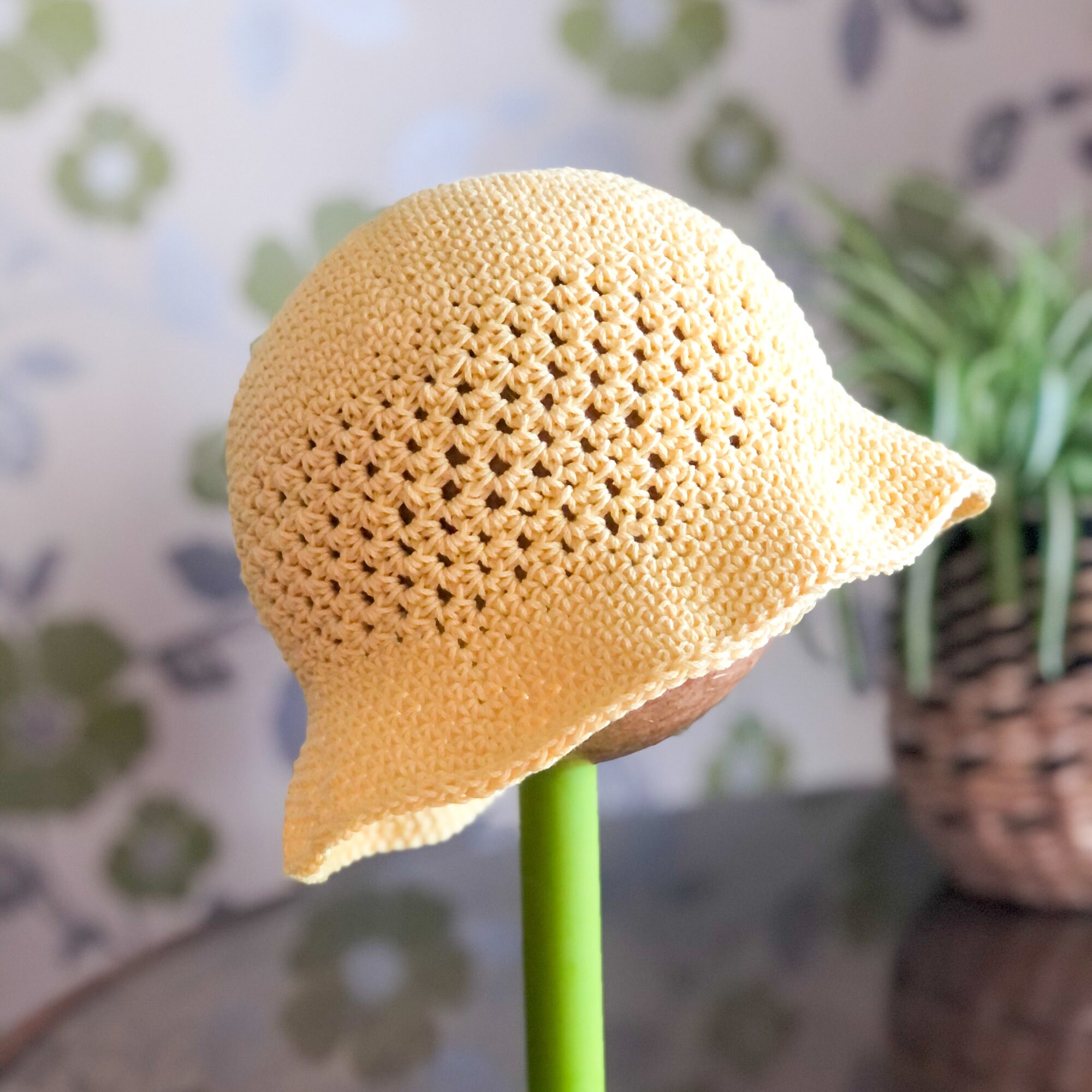 Crochet Sun Hat | Cottagecore Summer Bucket Hat | Cream Cotton Beach ...