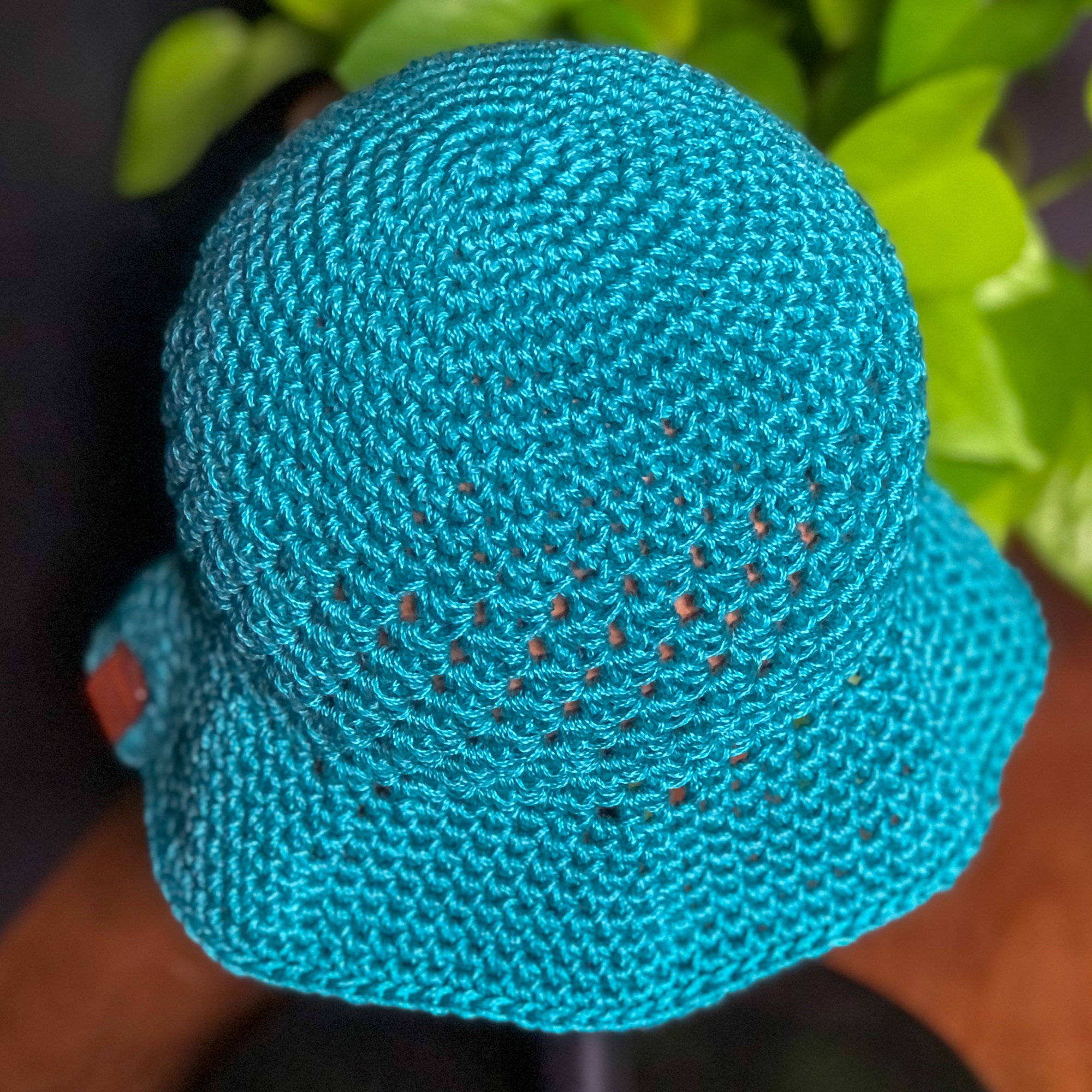 Cottagecore Crochet Bucket Hat | Teal Summer Hat | Cotton Beach Hat ...
