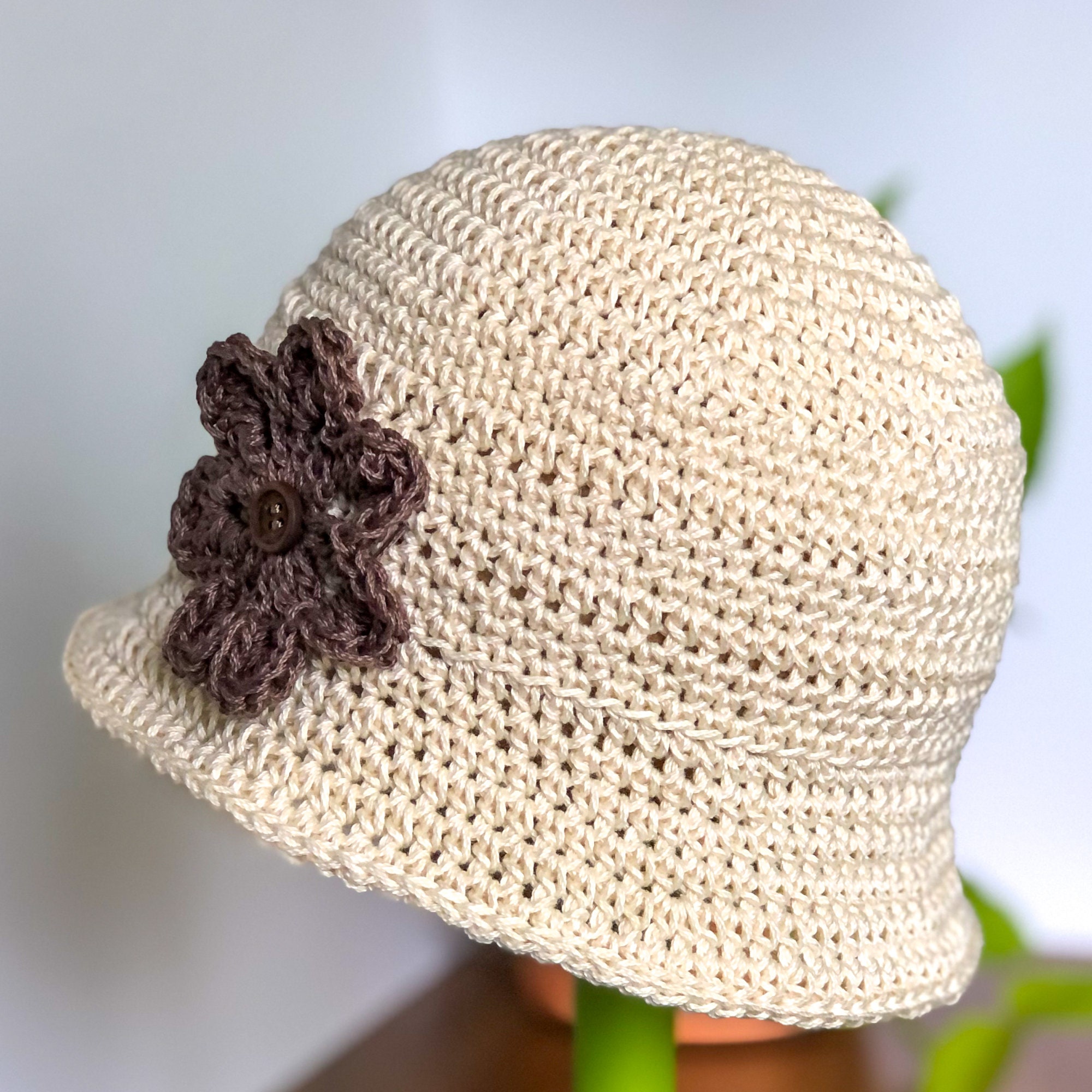 Crochet Sun Hat | Cottagecore Summer Bucket Hat | Cream Cotton Beach ...