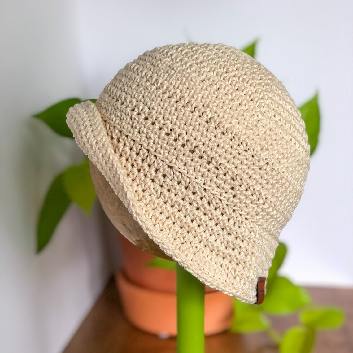 Crochet Sun Hat Cottagecore Summer Bucket Hat Cream Cotton - Etsy